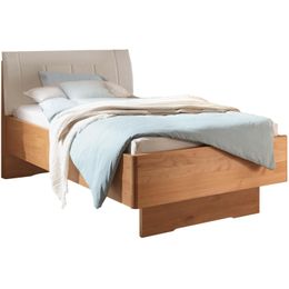 Holzbett Wiemann, B:120cm L:190cm, braun, Betten, "Cardiff, Bettgestell, Bettrahmen, teilmassiv, mit Polsterkopfteil", Fu&szlig;teil aus Massivholz,