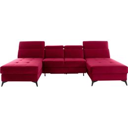 Wohnlandschaft OTTO HOME, B:296cm H:83cm T:173cm, rot, Webstoff (100% Polyester);Luxus-Microfaser Paris (90% Polyester/10% Polyamid);Struktur fein