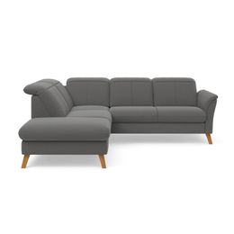 Sit & More Ecksofa SIT & MORE, B:250cm H:91cm T:220cm, grau, 90% Polyester 10%Polyamid, Wohnzimmer, Sofas, "Romero L-Form", wahlweise mit oder ohne TV-Funktion,