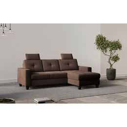 Ecksofa OTTO HOME, B:239cm H:91cm T:164cm, braun, 100% Polyester, Wohnzimmer, Sofas, "Varese", wahlweise mit Schlaffunktion und Bettkasten