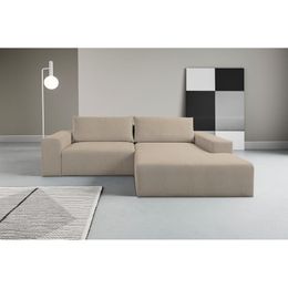 WERK2 Ecksofa &raquo;Rio 262 x 188 cm modern und bequem&laquo; Webstoff, L-Form beige 100% Polyester B/H/T: 262cm x 83cm x 188cm, Webstoff, Ottomane rechts