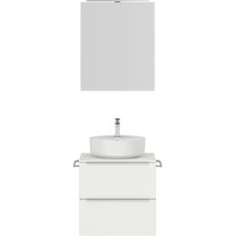 Badm&ouml;bel-Set Nobilia, B:60,3cm H:184,2cm T:48,5cm, wei&szlig;, Kastenm&ouml;bel-Sets, "Alvene", inkl. Spiegelschrank mit Beleuchtung und Dimmerfunktion, in 4