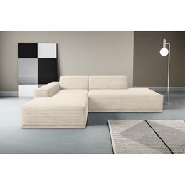 WERK2 Ecksofa &raquo;Apollo 264 x 188 cm modern und bequem&laquo; Cord, L-Form beige 90% Polyester, 10% Nylon B/H/T: 264cm x 70cm x 188cm, Cord, Ottomane links