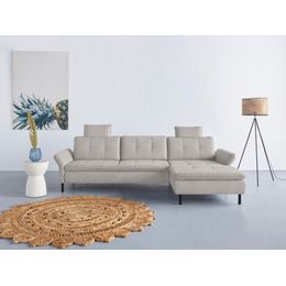 Ecksofa OTTO HOME, B:267cm H:83cm T:174cm, silber, 98% Polyester 2% Polyamid, Wohnzimmer, Sofas, "Birkholm L-Form", Armlehnverstellung, auch in Easy