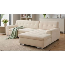 Ecksofa DOMO collection, B:267cm H:83cm T:178cm, beige, 100% Polyester, Wohnzimmer, Sofas, "TREVISO viele Bez&uuml;ge, auch in Cord, L-Form, 267x178 cm",