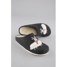 ANISTON SHOES Damen Clog, Gr. 37, grau, Filz, Schuhe, Hausschuh, Schlappen, Homeslipper
