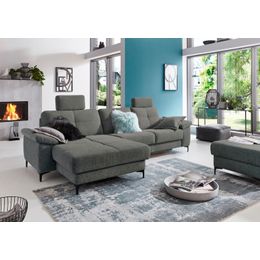 Ecksofa 3C CARINA, B:296cm H:87cm T:162cm, grau, Chenille-Optik (59, 7% Polyester, 34, 4% Polyacryl, 5, 9% Viskose), Wohnzimmer, Sofas, "Burnaby