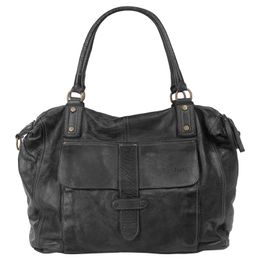 FORTY Damen Shopper, schwarz, Leder, Taschen, echt Leder, Made in Italy