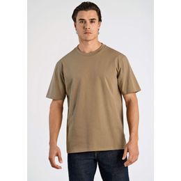 LINDBERGH Herren Kurzarmshirt "T-Shirt (Kurzarm) Oversize Fit", beige, Gr. L, unifarben, Obermaterial: 100% Baumwolle, Shirts