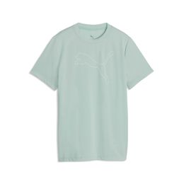Puma M&auml;dchen T-Shirt "TAD ESS CAT LOGO TEE G", gr&uuml;n, Gr. 176, bedruckt, Jersey, Obermaterial: 92% Polyester, 8% Elasthan, Shirts, mit