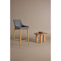 Barhocker &raquo;Plaza, 2er-Set Barhocker in Dunkelgrau-Stoff, Eichen-Beine, 120 kg&laquo; Set, 2 Stk. tlg. Tresenstuhl, Stoffbezug, Holzoptik-Metallbeine, 