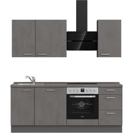 K&uuml;chenzeile Nobilia, B:210,3cm H:216,6cm T:60cm, grau, Komplettk&uuml;chen-Sets, ""Riva II", NEU: individuell anpassbar mit gratis Profi-Beratung",