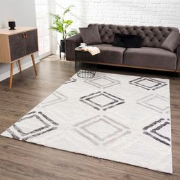 Sanat Teppich &raquo;Evra 7005 , auch als L&auml;ufer erh&auml;ltlich&laquo; rechteckig 22 mm H&ouml;he Wohnzimmer, Kurzflor, modern, Hoch Tief Struktur grau Kunstfaser B : 120cm 1 