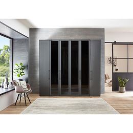 Wiemann Dreht&uuml;renschrank &raquo;Split&laquo; inkl. T&uuml;rend&auml;mpfung grau Floatglas, Holzwerkstoff Graphit-Dekor, B/H/T: 246,9cm x 216cm x 58cm, T&uuml;ren: 6 Stk.