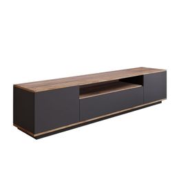 Calicosy Tv-M&ouml;bel, Grau, Eiche Artisan, Holz, Rechteckig, 44.5x44.6x180 cm, Wohnzimmer, Wohnw&auml;nde, Lowboards, Lowboards stehend