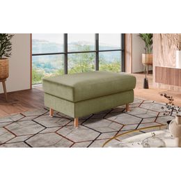 Polsterhocker OTTO HOME, B:100cm H:48cm T:65cm, gr&uuml;n, 100%Polyester, Hocker, "Calypso", Holzfuesse mit Metallteller