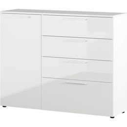 Kommode Germania, B:135cm H:107cm T:40cm, wei&szlig;, Schlafzimmer, Sideboards, "Sunnyvale", Breite 135 cm, verstellbare B&ouml;den, Hochglanz, Made in Germany
