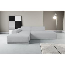 WERK2 Ecksofa &raquo;Apollo 264 x 188 cm modern und bequem&laquo; Waffelcord, L-Form grau 100% Polyester B/H/T: 264cm x 70cm x 188cm, Waffelcord, Ottomane links