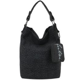 Damen Schultertasche "Ella Hobo", Fritzi aus Preussen, schwarz, Lederimitat, unifarben, Taschen, mit tollem Anh&auml;nger und kerniger Materialstruktur