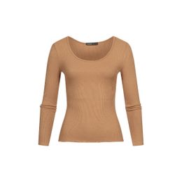 CLOUD 5IVE Damen Langarmshirt "CLOUD 5IVE Cloud5ive RIPPED LONGSLEEVE SHIRT", braun, Gr. XL, unifarben, 95% Viskose, 5% Elasthan, Shirts