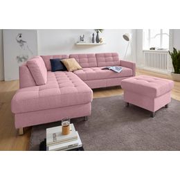Sit & More Ecksofa SIT & MORE, B:233cm H:80cm T:196cm, rosa, Struktur fein (100% Polyester), Wohnzimmer, Sofas, "Picasso L-Form", wahlweise mit Schlaffunktion