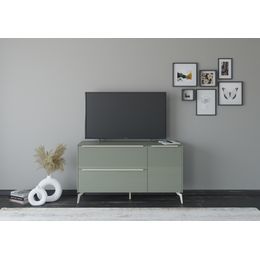 Lowboard, B:137cm H:78cm T:42cm, gr&uuml;n, SET ONE BY Musterring, Glas, Holzwerkstoff, Wohnzimmer, Sideboards, "Reno", Mit Winkelfu&szlig; in diversen Farben,