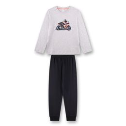 Sanetta Schlafanzug Jungen Gr&ouml;&szlig;e 128 hellgrau / orange / schwarz