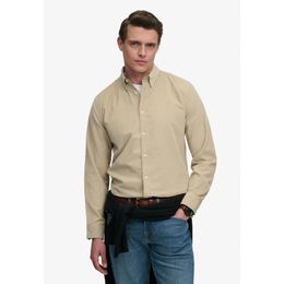 Superdry Herren Langarmhemd "CLASSIC NEEDLE CORD SHIRT", beige, Gr. XL, unifarben, Web, Obermaterial: 100% Baumwolle, Hemden, Baumwolle, regular fit