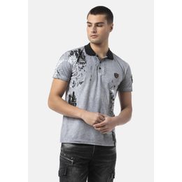 Cipo & Baxx CIPO & BAXX Herren T-Shirt "CT798", grau, Gr. S, bedruckt, 95% Baumwolle, 5% Elasthan, Shirts, Kontrastierender Kragen
