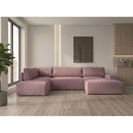 WERK2 Wohnlandschaft &raquo;Rotterdam 325 x 190 cm modern und bequem&laquo; Cord, U-Form, XXL, Schlaffunktion, Bettkasten rosa 90% Polyester, 10% Nylon B/H/T: 