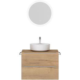 Badm&ouml;bel-Set Nobilia, B:80,3cm H:172,2cm T:48,5cm, braun, Kastenm&ouml;bel-Sets, "Alvene", inkl. Spiegel mit Touch-Sensor, in vier Breiten