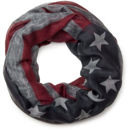 styleBREAKER Damen Loop "Loop im Vintage USA Flaggen Design", grau, Modisch, Obermaterial: 80% Viskose CV. 20% Baumwolle CO., Modet&uuml;cher