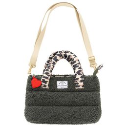 Zwillingsherz Damen Tragetasche &raquo;"Teddy Leo Classic"&laquo; Teddy-Material, Leo Henkel, Herzanh&auml;nger, Schulterriemen gr&uuml;n B/H/T: 29cm x 20cm