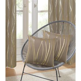 OTTO home Kissenbezug &raquo;Prag&laquo; Wellen, Folienprint, modernes Kissen, Deko, Wohnzimmer, Schlafzimmer braun Polyester, Obermaterial: 100% Polyester B/L: 