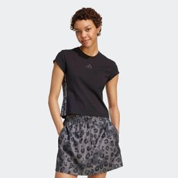 Damen T-Shirt "ANIMAL PRINT 3-STRIPES", schwarz, Gr. XL, adidas Sportswear, Obermaterial: 93% Baumwolle, 7% Elasthan, Shirts, sportlicher Schnitt,