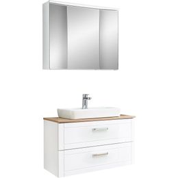 Badm&ouml;bel-Set &raquo;Serie 3007,Waschtisch mit Spiegelschrank&laquo; 4 Stk. tlg. Spanplatte B/H/T: 90cmcm x 200cmcm x 44,5cmcm