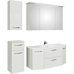 Badm&ouml;bel-Set &raquo;Quickset 326, 5-teilig, mit Keramikwaschtisch&laquo; 5 Stk. tlg. wei&szlig; Spanplatte B/H/T: 145cmcm x 200cmcm x 48cmcm