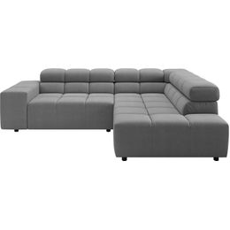 Ecksofa Home Affaire, B:249cm H:70cm T:215cm, grau, 100% Polyester, Wohnzimmer, Sofas, "Ancona, Ecksofa, incl. Kopfteilverstellung, Breite 249 cm,