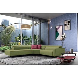 Egoitaliano Ecksofa &raquo;Stefanie-e, Designsofa der Extraklasse, bequem mit hohem Sitzkomfort&laquo; mit Relaxfunktion und verstellbaren Kopfteilelementen gr&uuml;n B/H/T: 314cm