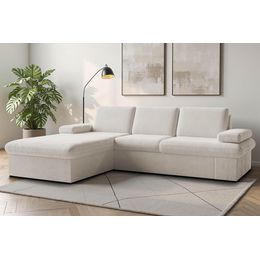 Sit & More Ecksofa SIT & MORE, B:247cm H:82cm T:171cm, beige, 100% Polyester, Wohnzimmer, Sofas, "Moreno L-Form, B: 247 cm", mit Armteilverstellung, optional