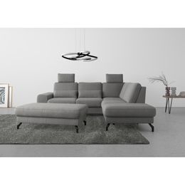 Sit & More sit&more Ecksofa &raquo;Cinturo L-Form&laquo; inklusive Sitztiefenverstellung und Federkern, Sitzh&ouml;he 45 cm grau B/H/T: 260cm x 88cm x 226cm, Soft clean, Ottomane
