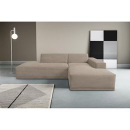 WERK2 Ecksofa &raquo;Apollo 264 x 188 cm modern und bequem&laquo; Cord, L-Form beige 90% Polyester, 10% Nylon B/H/T: 264cm x 70cm x 188cm, Cord, Ottomane rechts