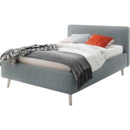 Meise M&ouml;bel Polsterbett MEISE.M&Ouml;BEL, B:161cm H:105cm L:218cm, blau, Betten, "MATTIS mit sandfarbenem Fu&szlig;, wahlweise mit Bettkasten", in verschiedenen Breiten,