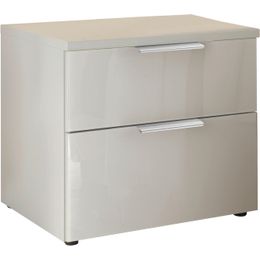 Nachtkonsole Wiemann, B:60cm H:46,4cm T:43cm, beige, Floatglas, Holzwerkstoff, Metall, Sideboards, "Como", vormontiert