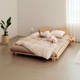 Bettgestell Karup Design, B:148cm H:23cm L:204cm, braun, Betten, "Social Bed, ohne Matratze, FSC-zertifiziertes Massivholz", wahlweise mit oder ohne
