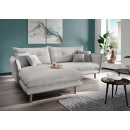 Ecksofa Home Affaire, B:255cm H:94cm T:180cm, blau, 100% Polyester, Wohnzimmer, Sofas, "Lazio, 255 x 180 cm, modern und bequem", zwei verschiedene