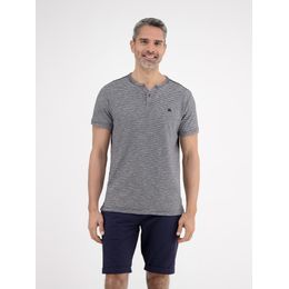 Lerros Herren Henleyshirt "Gestreiftes Serafinoshirt, gestrickt", blau, Gr. M, 100% Baumwolle, Shirts