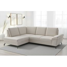 Sit & More Ecksofa SIT & MORE, B:249cm H:89cm T:190cm, beige, 100% Polyester, Wohnzimmer, Sofas, "Chelsea L-Form, B: 264 cm, mit Armteil-&