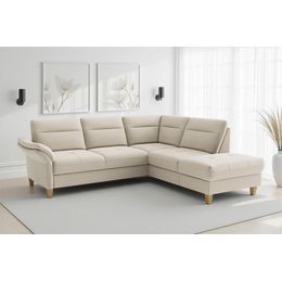 Sit & More Ecksofa SIT & MORE, B:218cm H:90cm T:212cm, beige, 95% Polyester 5% Polyamid, Wohnzimmer, Sofas, "Pamela, B: 218 cm, L-Form, wahlweise mit