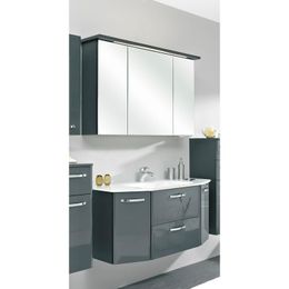 Badm&ouml;bel-Set &raquo;Quickset 327 2-teilig, Waschplatz und LED-Spiegelschrank&laquo; Set, 2 Stk. tlg. schwarz B/H/T: 115cmcm x 48cmcm, Glaswaschtisch